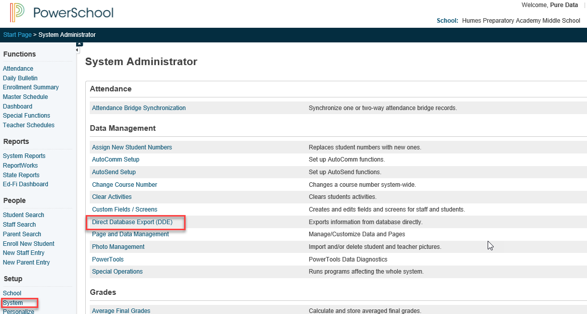 Exporting Information in PowerSchool via DDE – Puredata Support Portal